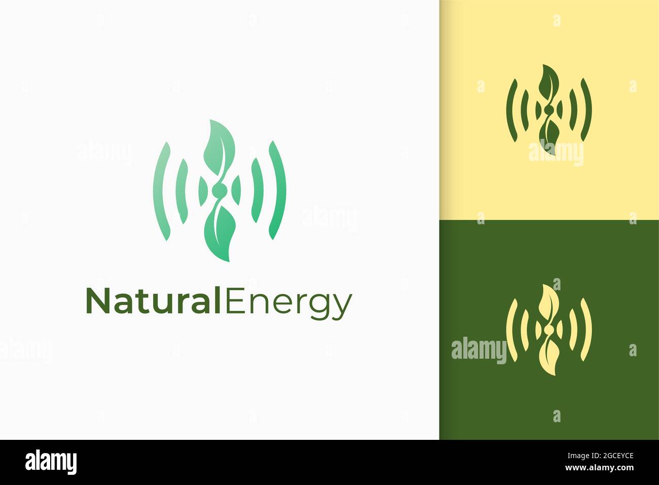 Frequency or signal logo in leaf and wireless shape for technology ...