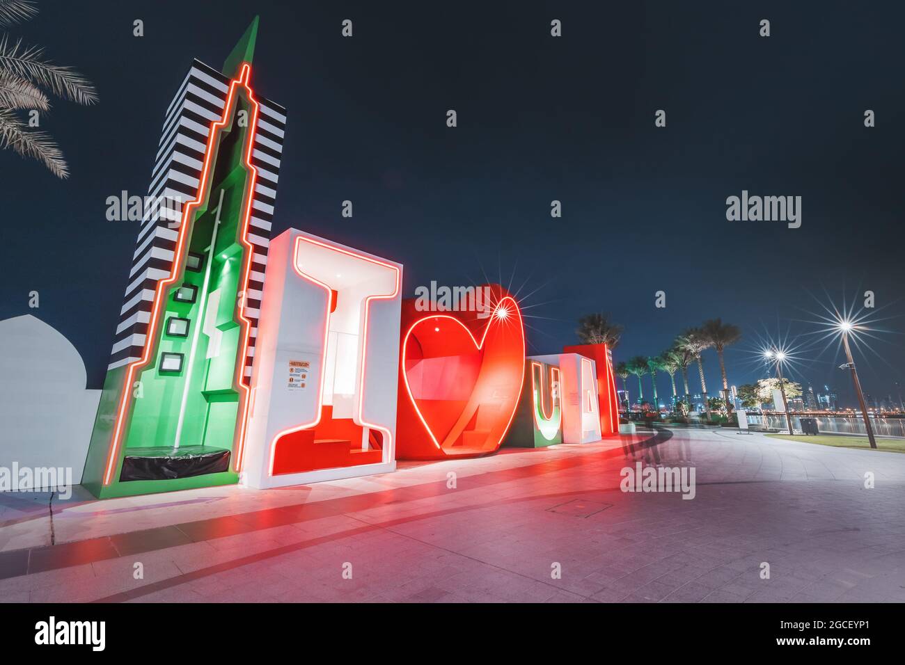 24 February 2021, Dubai, UAE: I love United Arab Emirates caption on ...