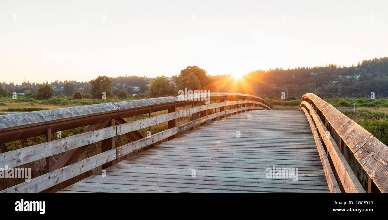 Bridge going over a river in a city park Stock Photo - Alamy