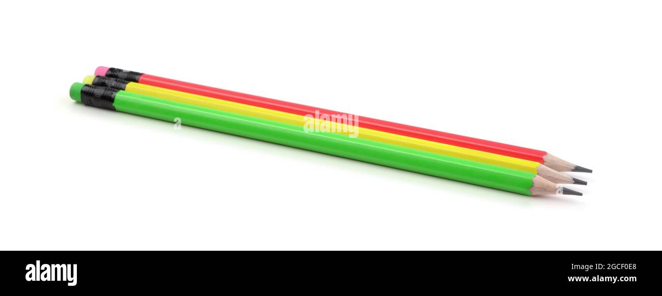 Several wooden multi-colored pencils isolated on white Stock Photo - Alamy