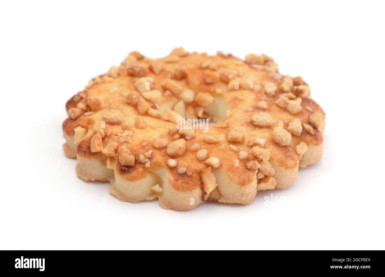A fresh round cookie with nuts isolated on white Stock Photo - Alamy