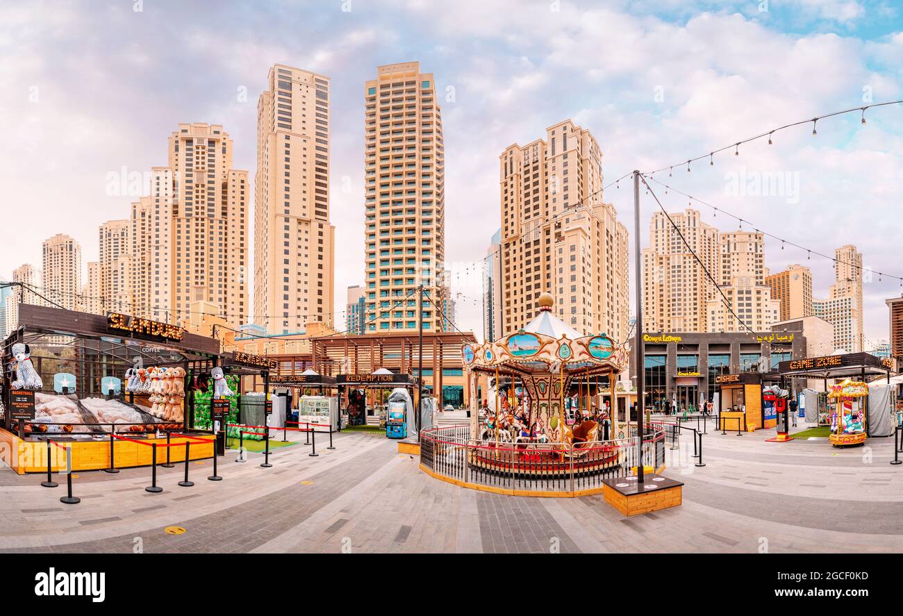 25 February 2021, Dubai, UAE: Funfair and amusement park on the big ...