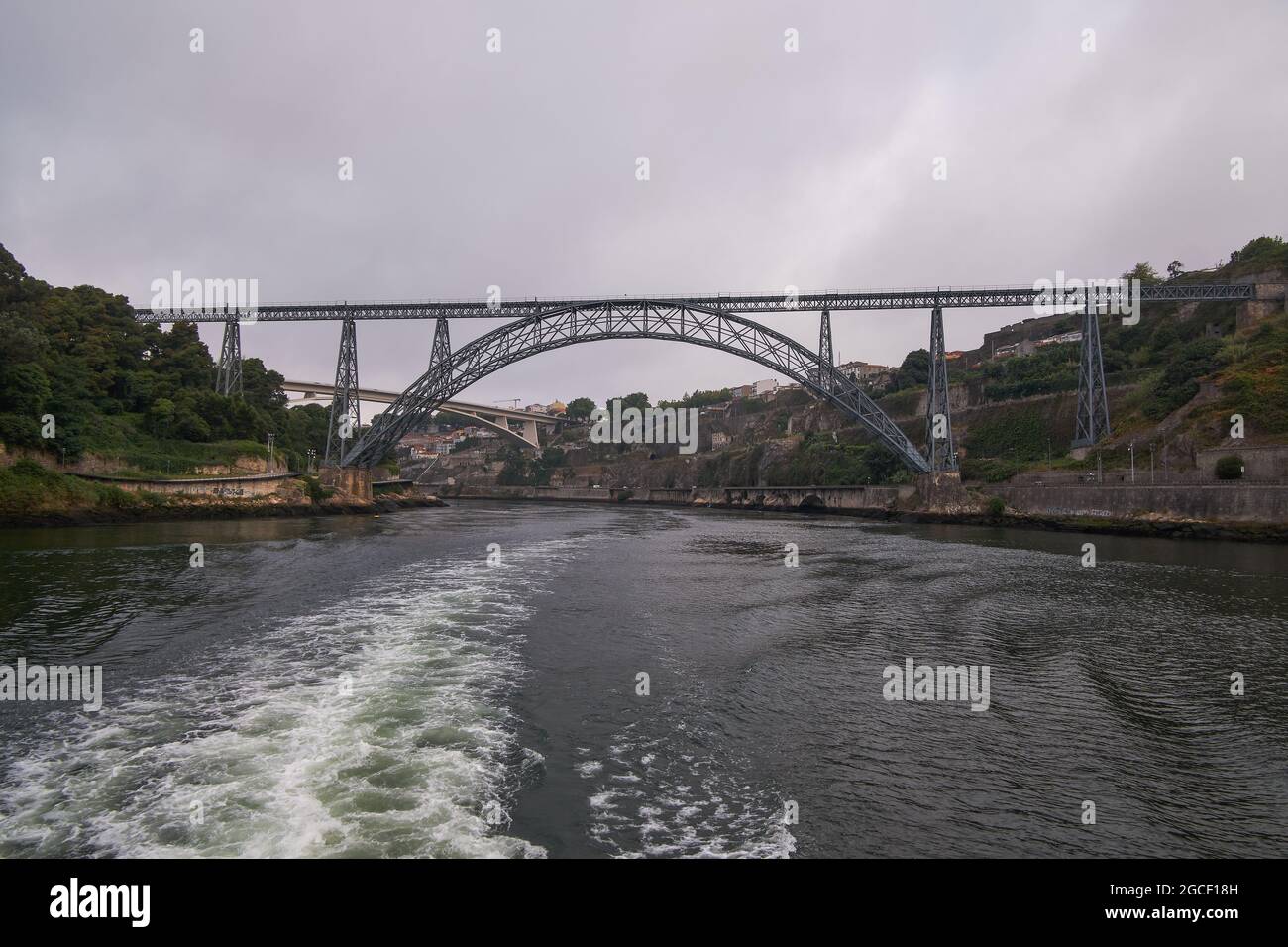 Maria Pia Bridge ("Ponte Dona Maria Pia") over Douro River in Porto ...