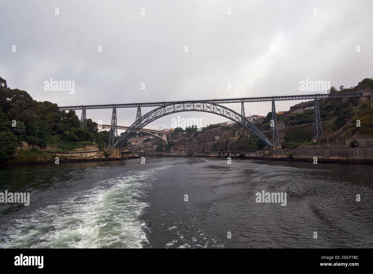 Maria Pia Bridge ("Ponte Dona Maria Pia") over Douro River in Porto ...