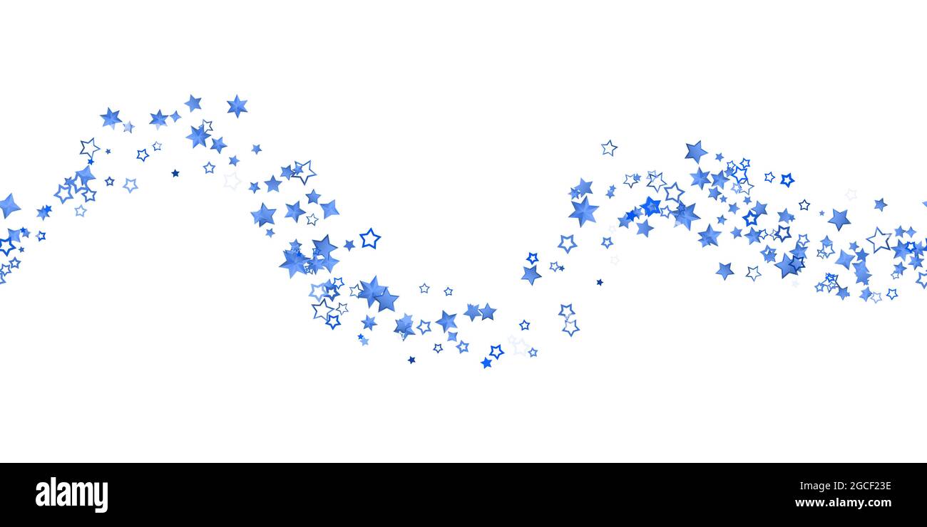 Blue flying stars confetti isolated on white background. Beautiful ...