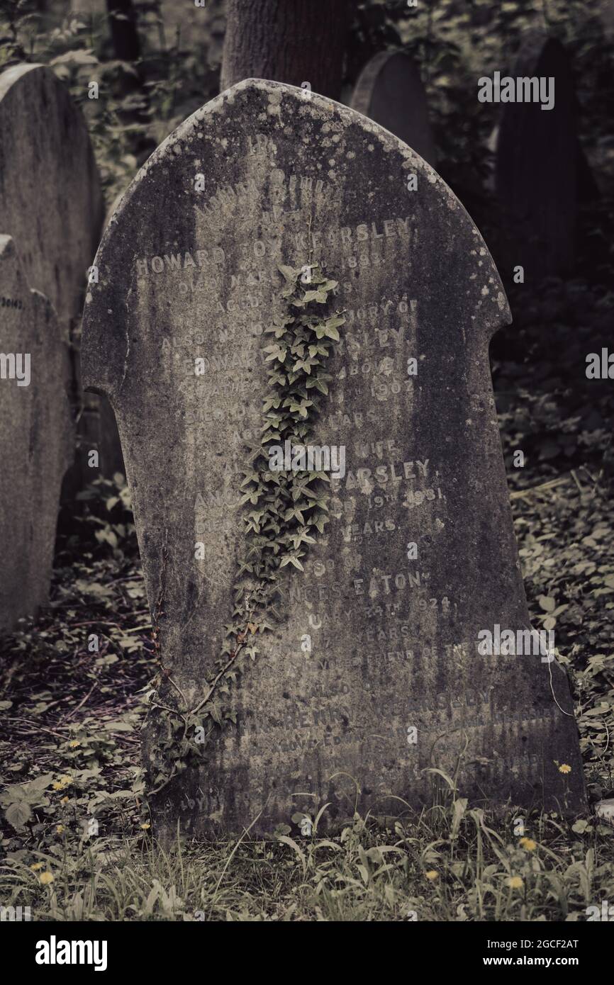 Old vintage historic aged weathered grave headstone hi-res stock ...