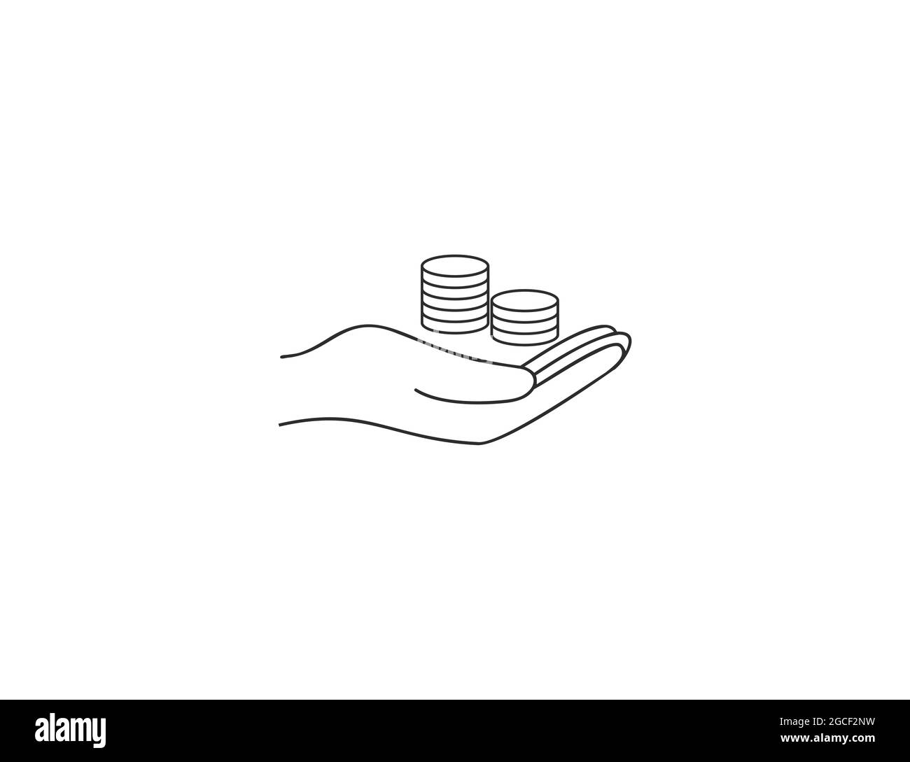 Vector illustration. Flat design. Hand, coins icon Money in hand Stock ...