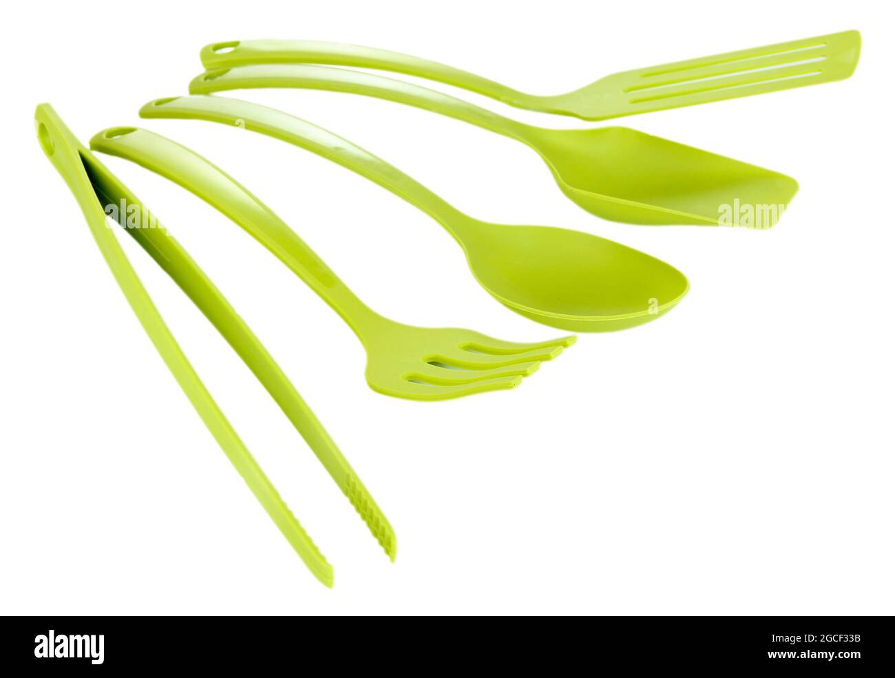 Plastic kitchen utensils isolated on white Stock Photo - Alamy