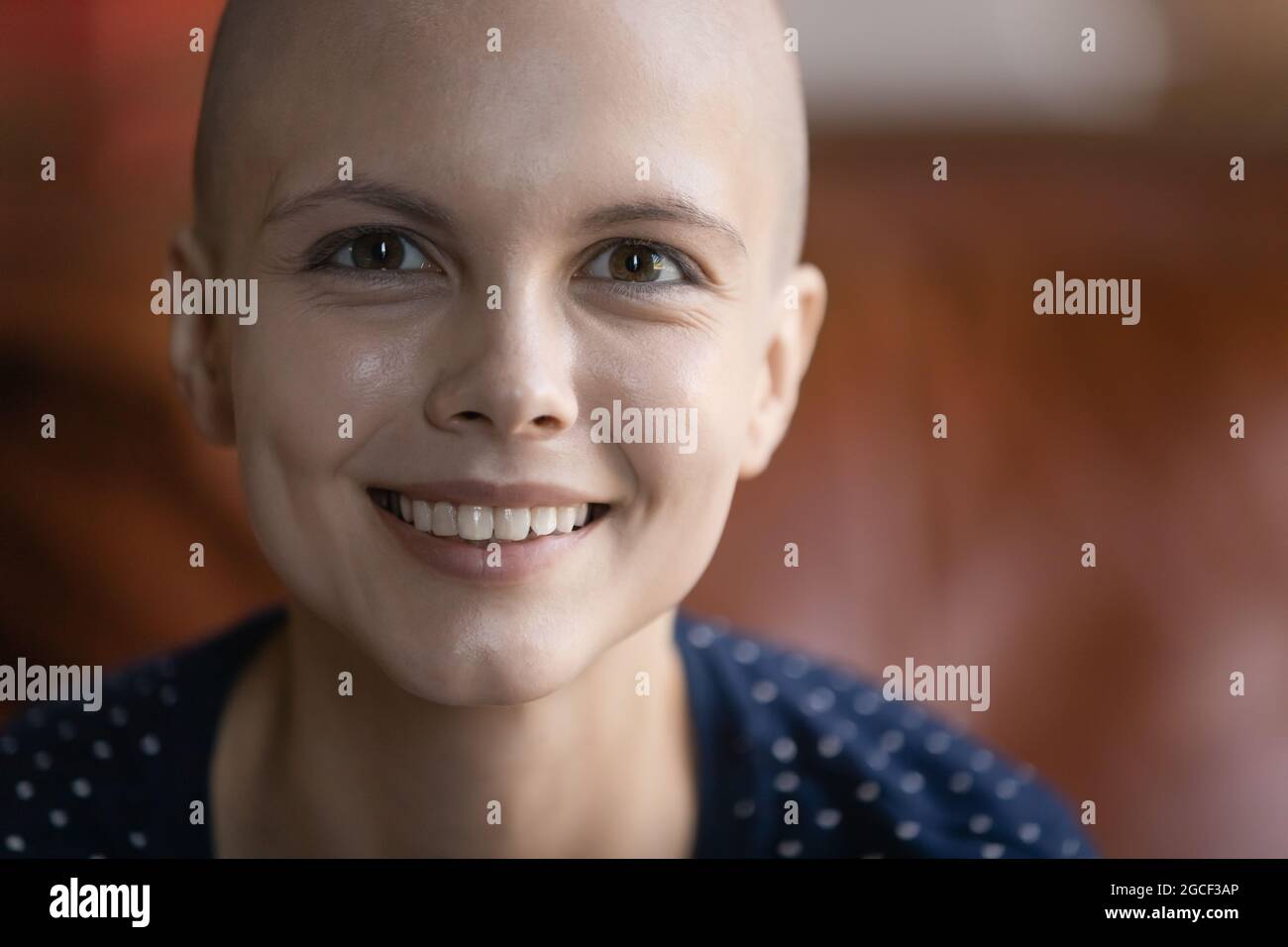 Happy ill woman with cancer getting good result of chemotherapy Stock ...