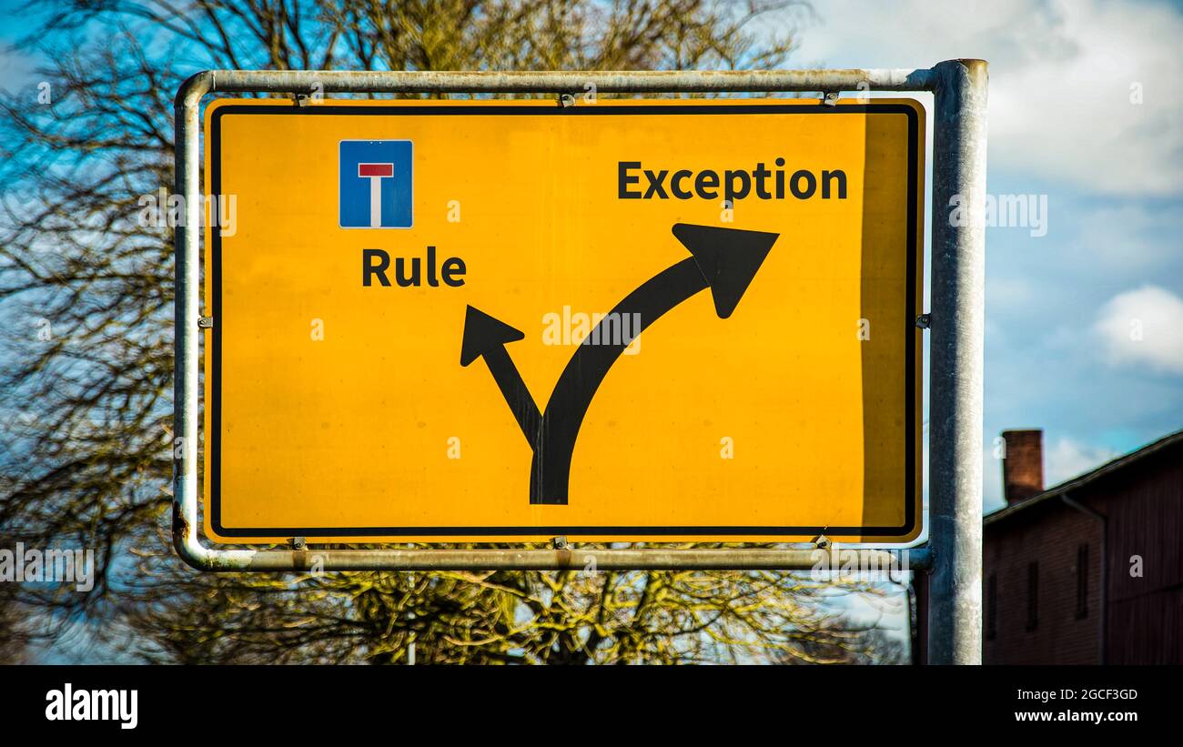 Street Sign the Direction Way to Exception versus Rule Stock Photo - Alamy