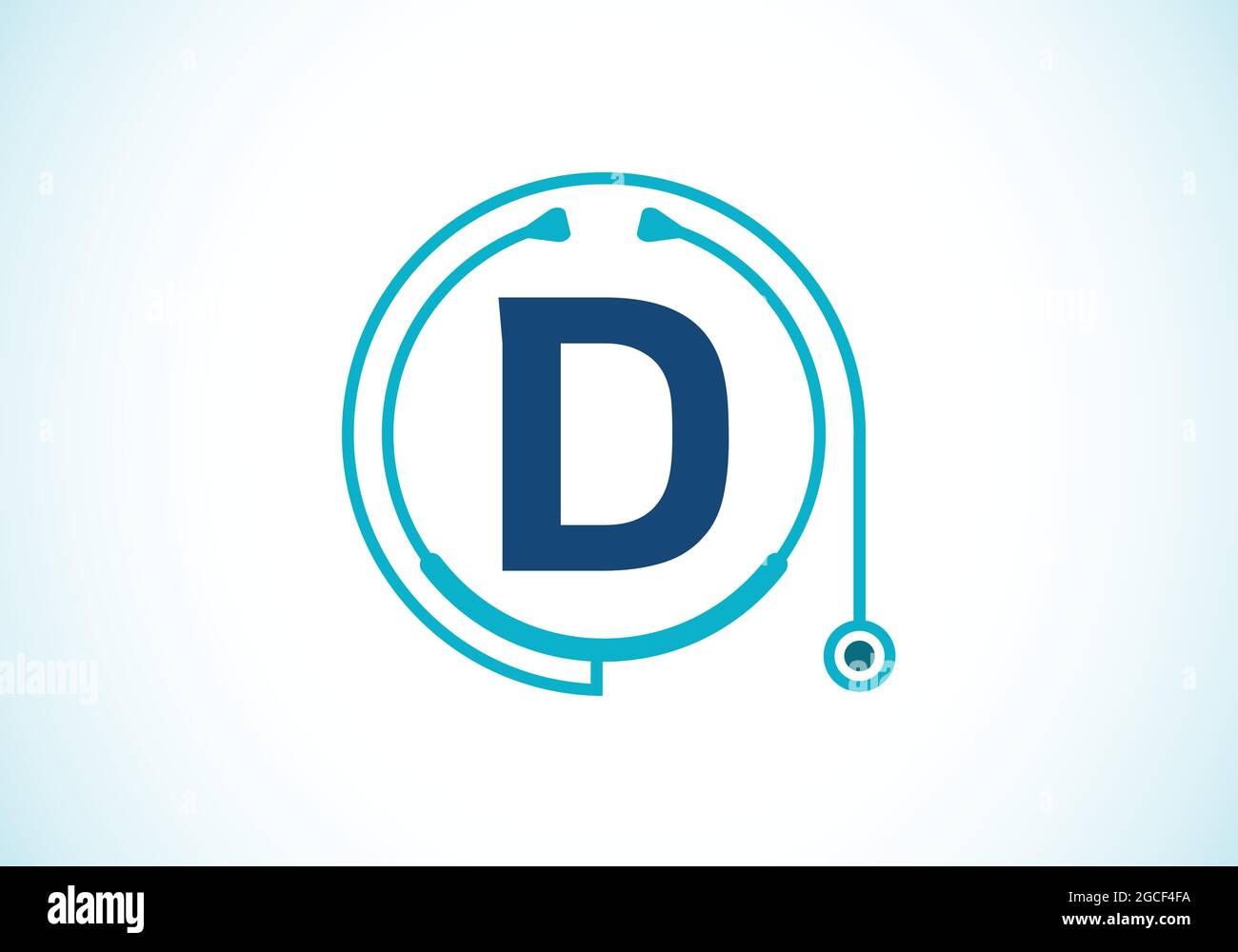Initial D monogram alphabet with doctor stethoscope. Vector stethoscope ...