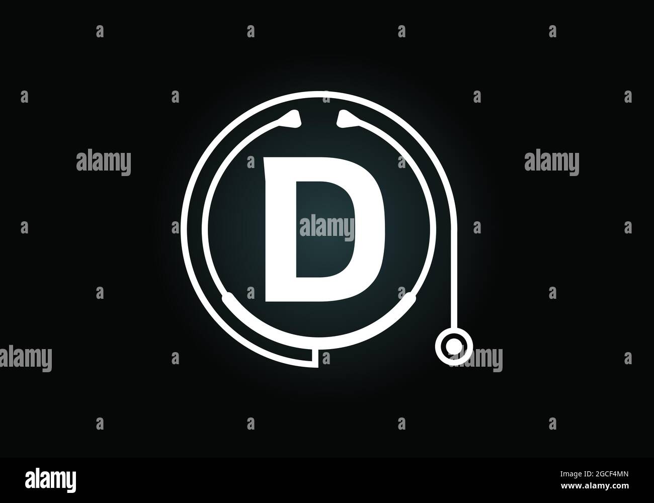 Initial D monogram alphabet with doctor stethoscope. Vector stethoscope ...