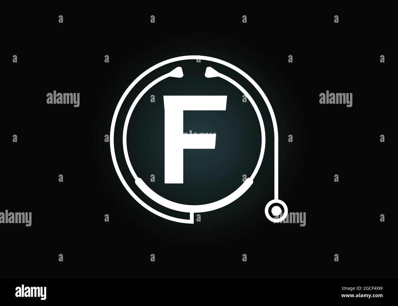 Initial F monogram alphabet with doctor stethoscope. Vector stethoscope ...