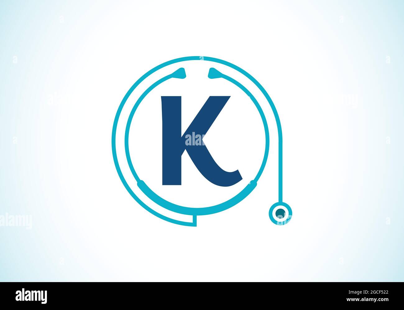 Initial K monogram alphabet with doctor stethoscope. Vector stethoscope ...