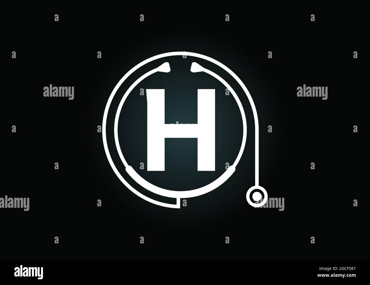 Initial H monogram alphabet with doctor stethoscope. Vector stethoscope ...
