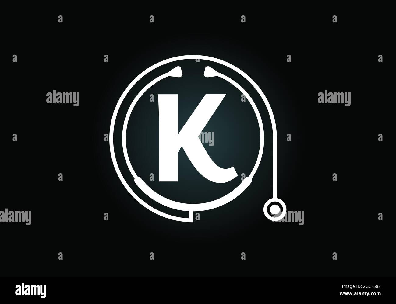 Initial K monogram alphabet with doctor stethoscope. Vector stethoscope ...