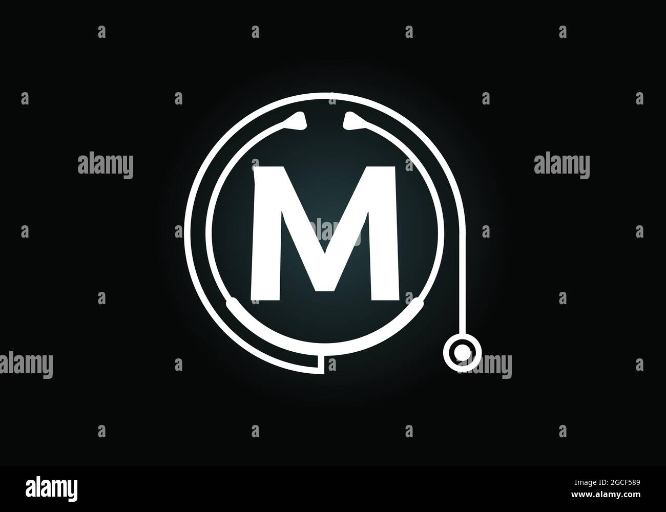 Initial M monogram alphabet with doctor stethoscope. Vector stethoscope ...