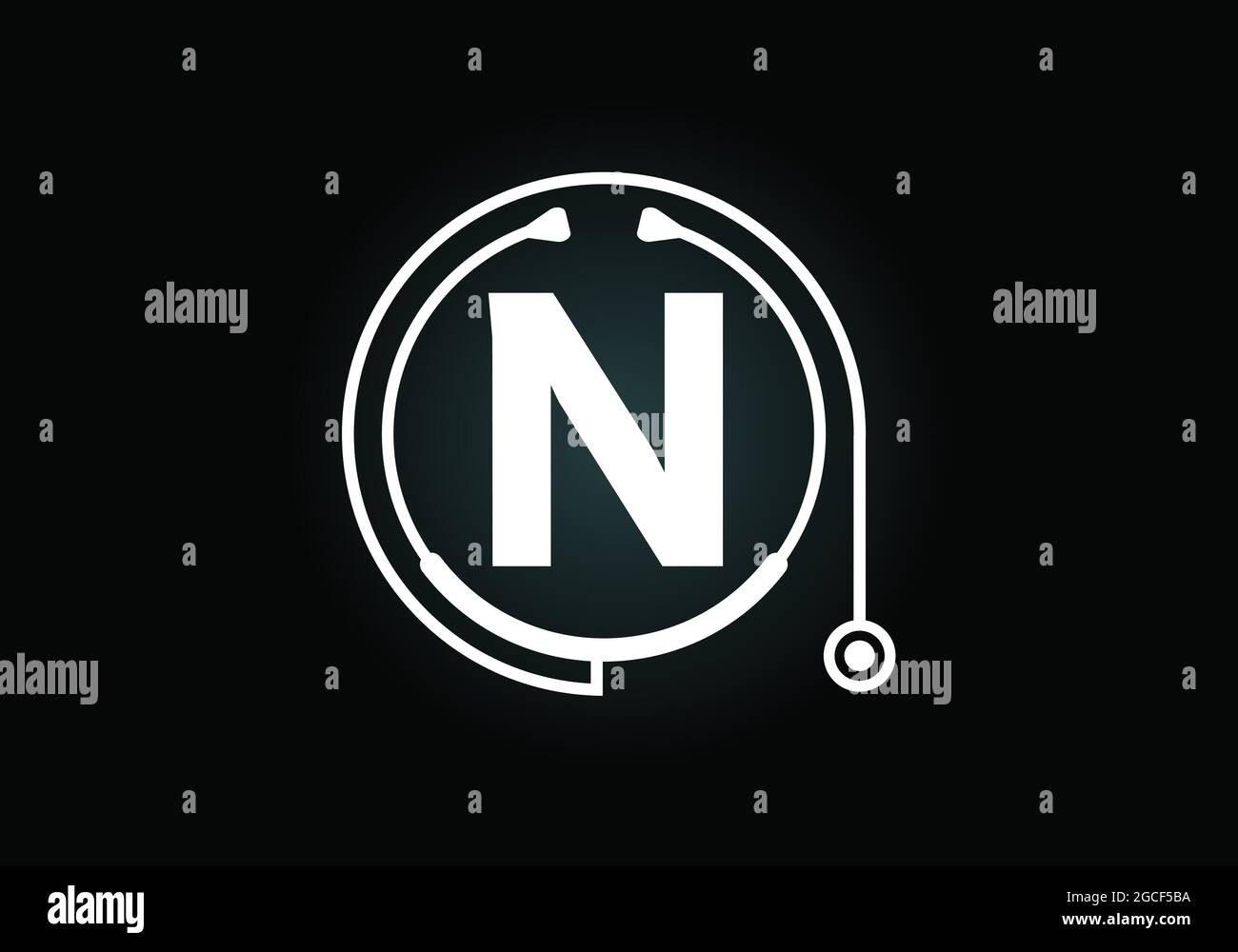Initial N monogram alphabet with doctor stethoscope. Vector stethoscope ...