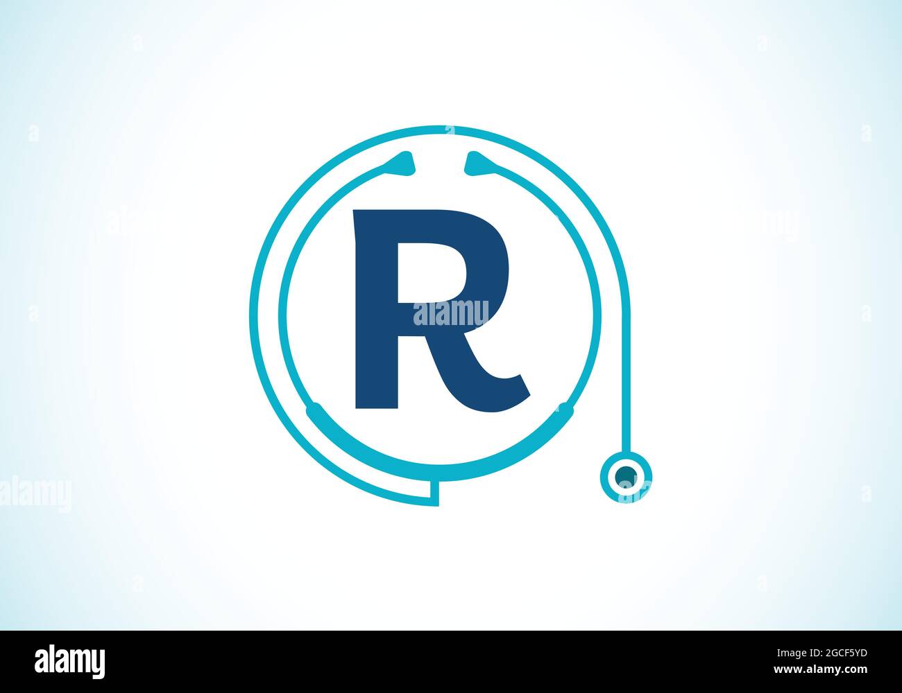 Initial R monogram alphabet with doctor stethoscope. Vector stethoscope ...