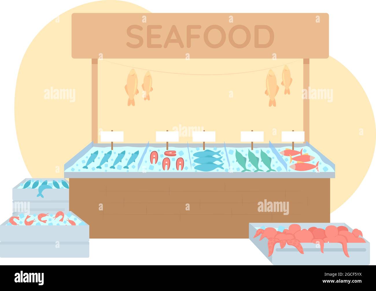 Fish market 2D vector isolated illustration Stock Vector Image & Art ... Fish market 2D vector isolated illustration Stock Vector Image & Art ...