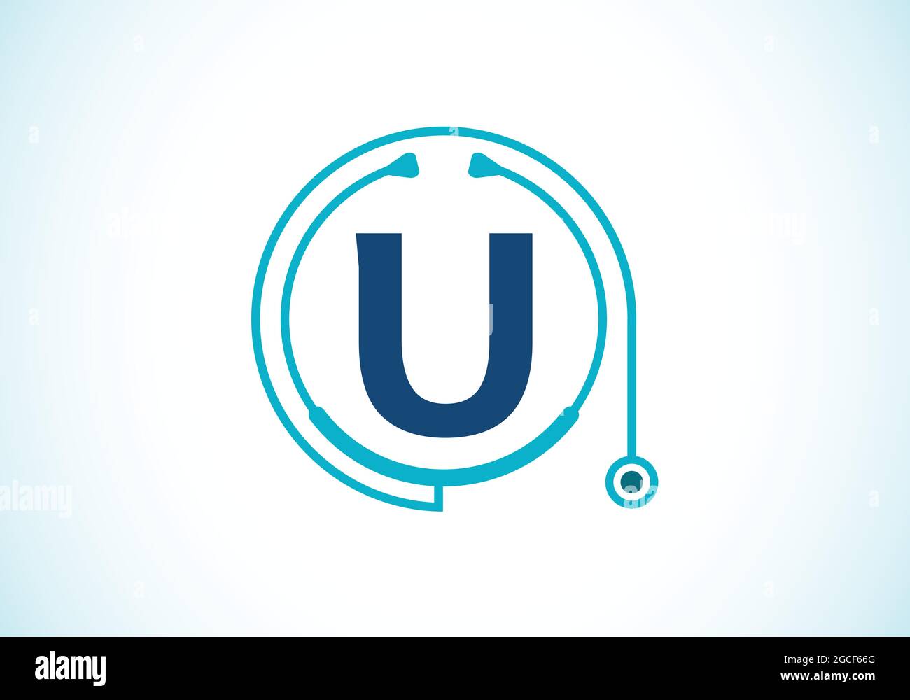 Initial U monogram alphabet with doctor stethoscope. Vector stethoscope ...