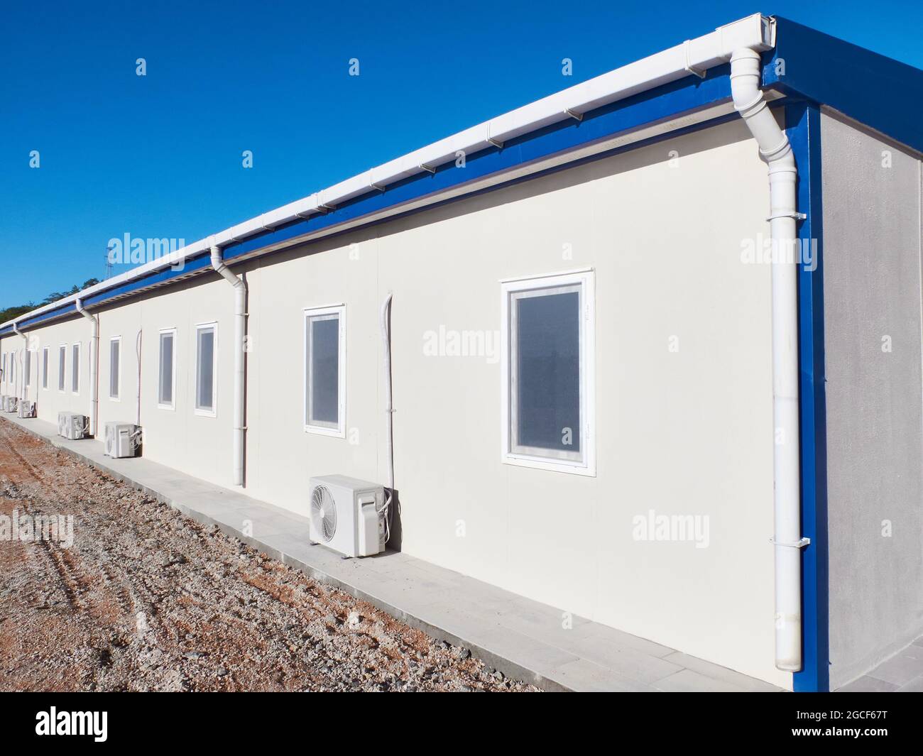 Newly built single storey prefabricated industrial building Stock Photo ...