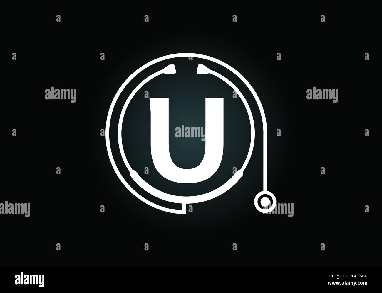 Initial U monogram alphabet with doctor stethoscope. Vector stethoscope ...