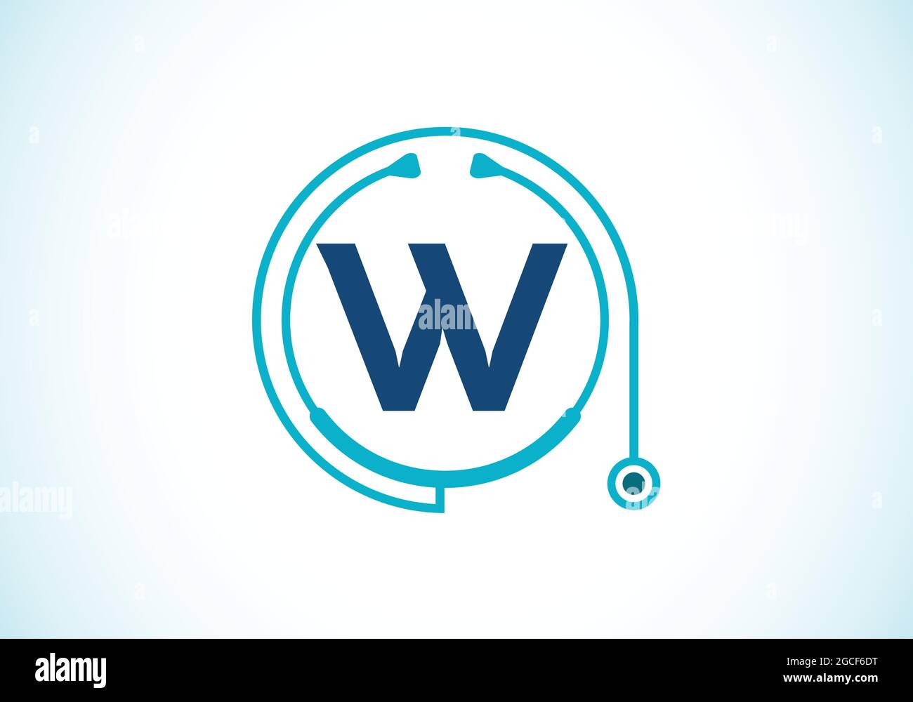 Initial W monogram alphabet with doctor stethoscope. Vector stethoscope ...