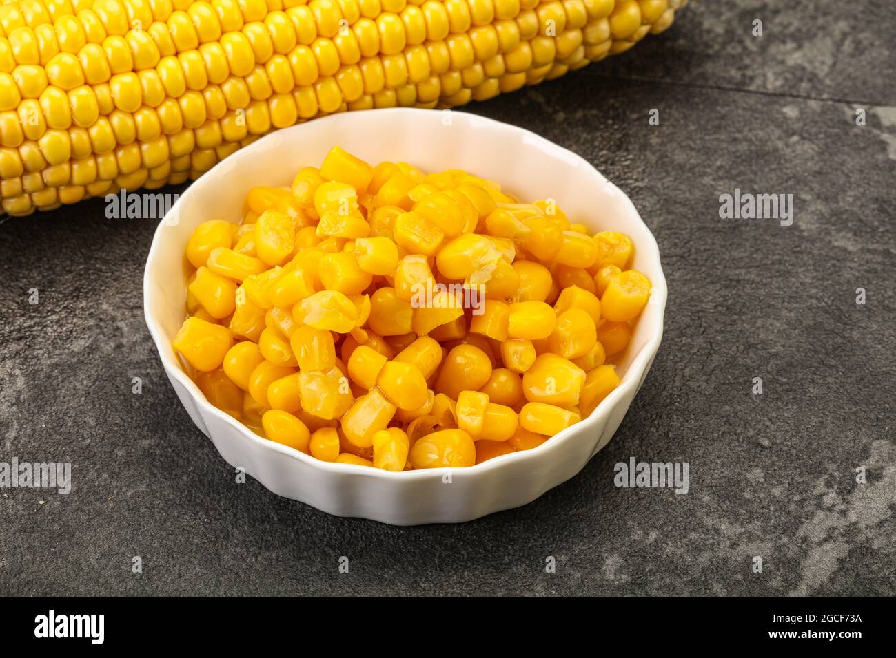 Sweet yellow corn grain in the bowl Stock Photo - Alamy