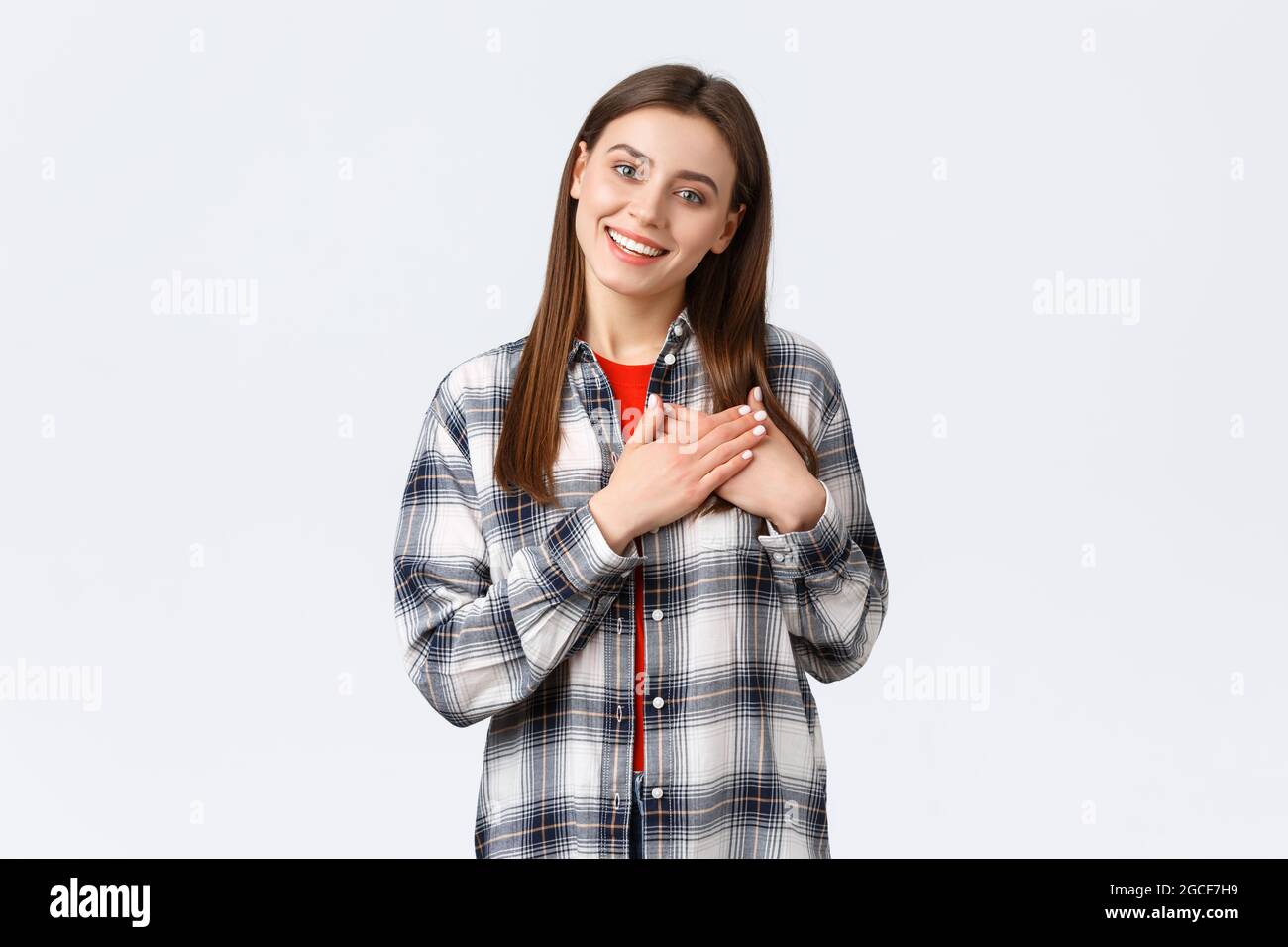 Lifestyle, different emotions, leisure activities concept. Touched ...