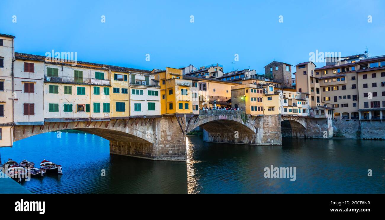 Florence, Italy - Circa June 2021: sunset on Ponte Vecchio - Old Bridge ...