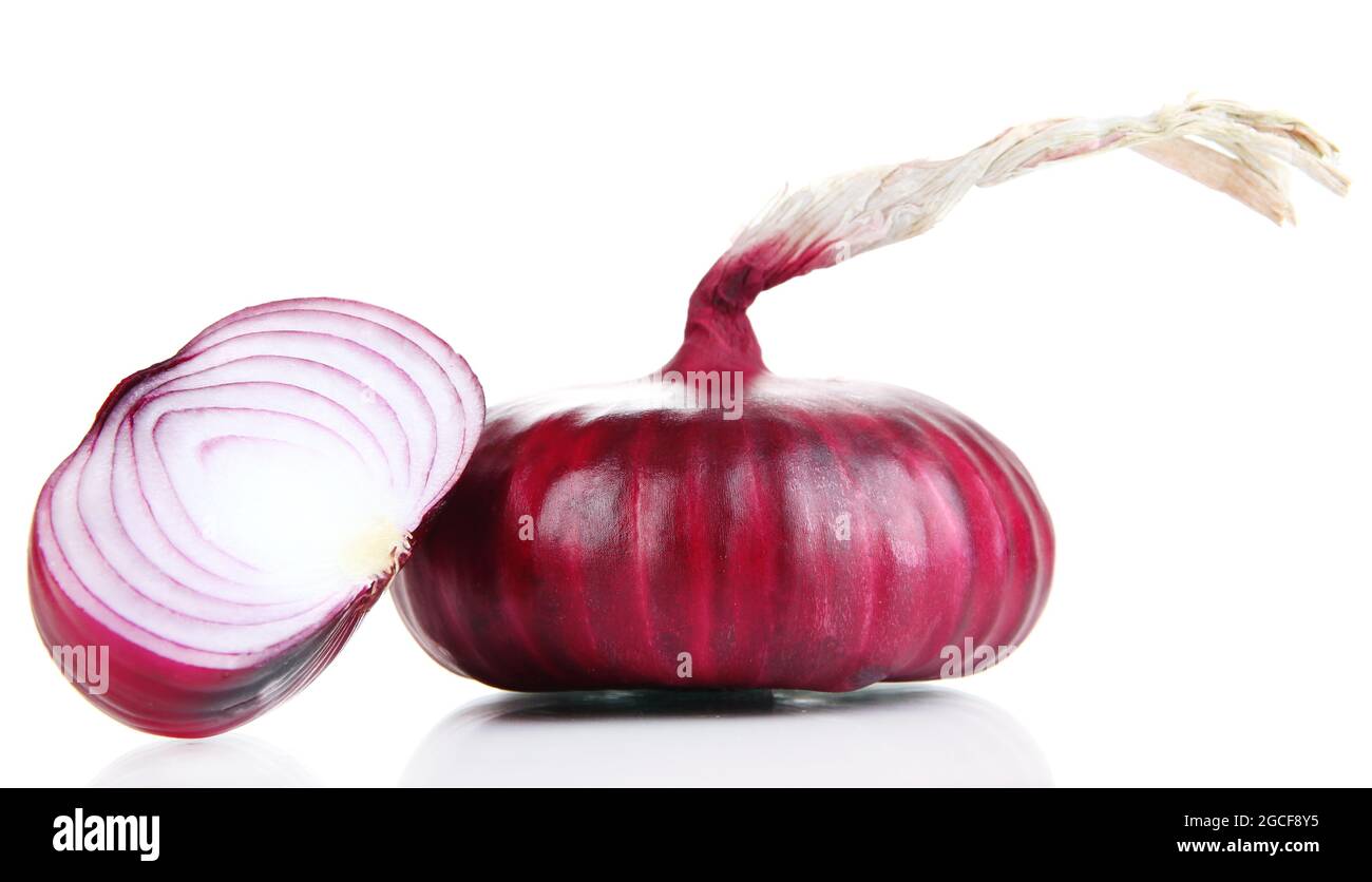 Fresh red onions isolated on white Stock Photo - Alamy