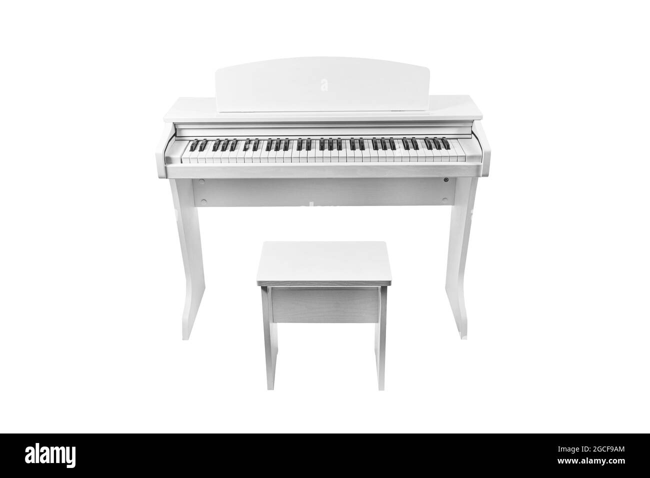 white modern piano and chair isolated on white background Stock Photo ...
