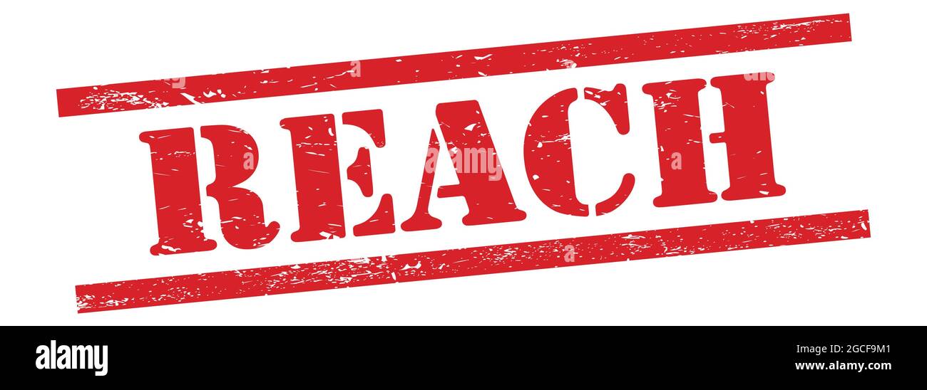 REACH text on red grungy vintage rubber stamp Stock Photo - Alamy