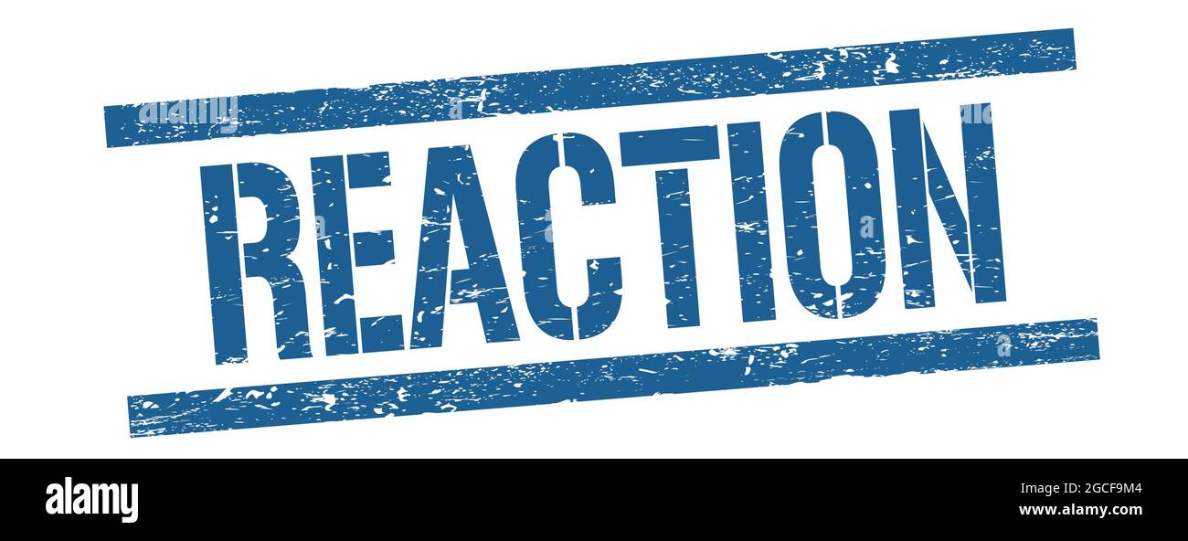 REACTION text on blue grungy lines stamp sign Stock Photo - Alamy