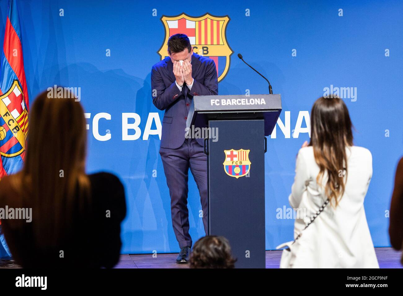 Lionel "Leo" Messi in tears during his press conference to talk about ...