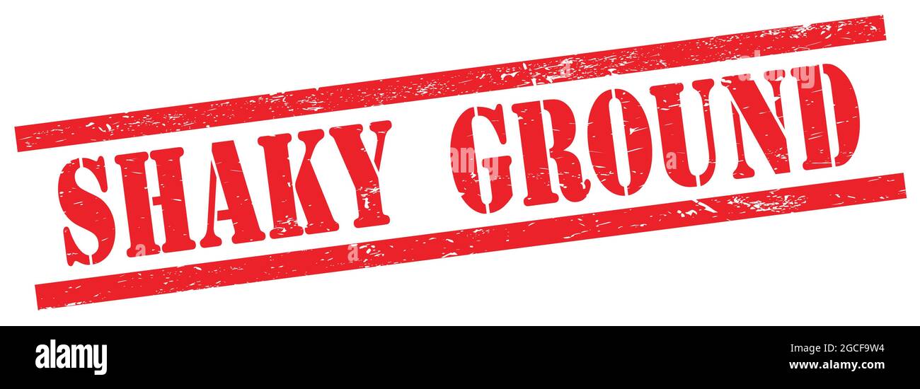 SHAKY GROUND text on red grungy rectangle vintage stamp Stock Photo - Alamy