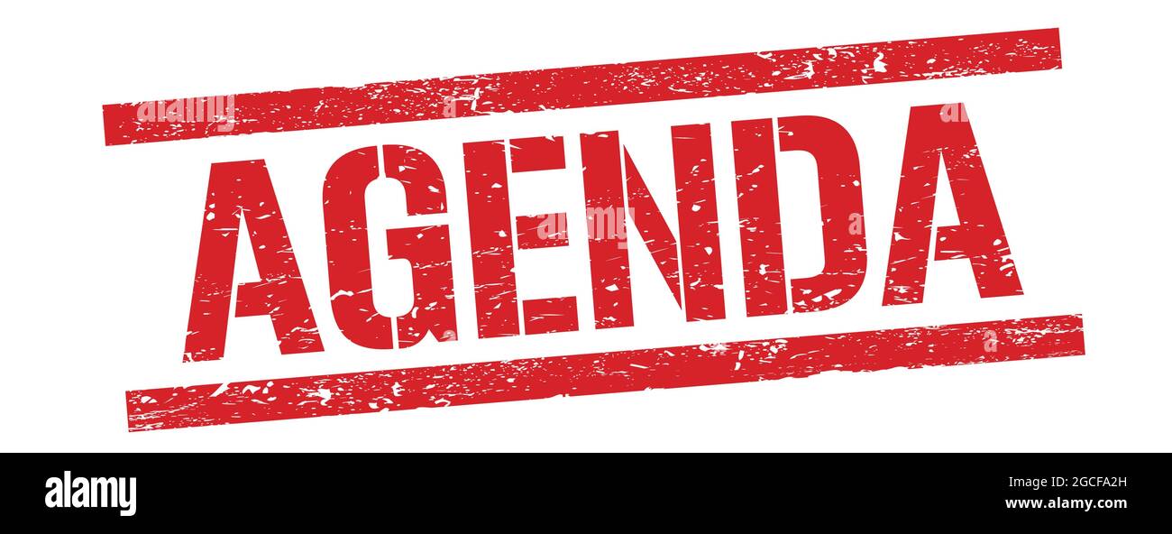 AGENDA text on red grungy rectangle stamp sign Stock Photo - Alamy