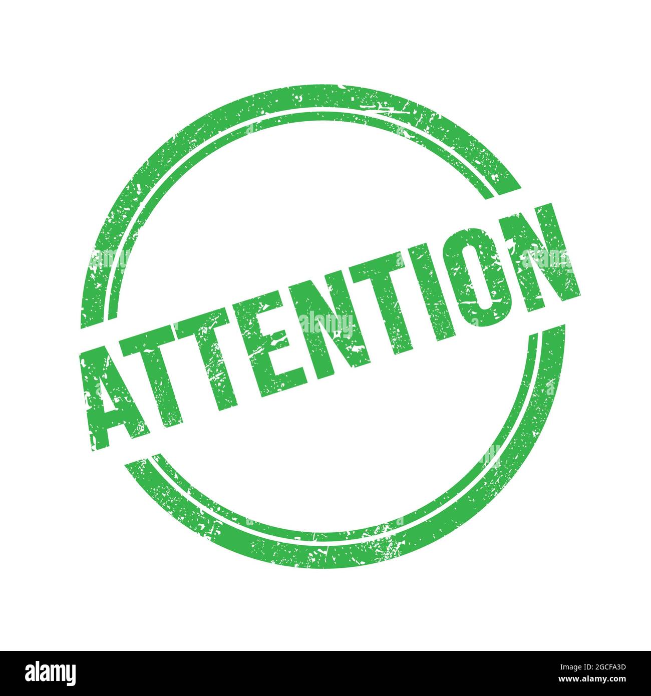 ATTENTION text written on green grungy vintage round stamp Stock Photo ...