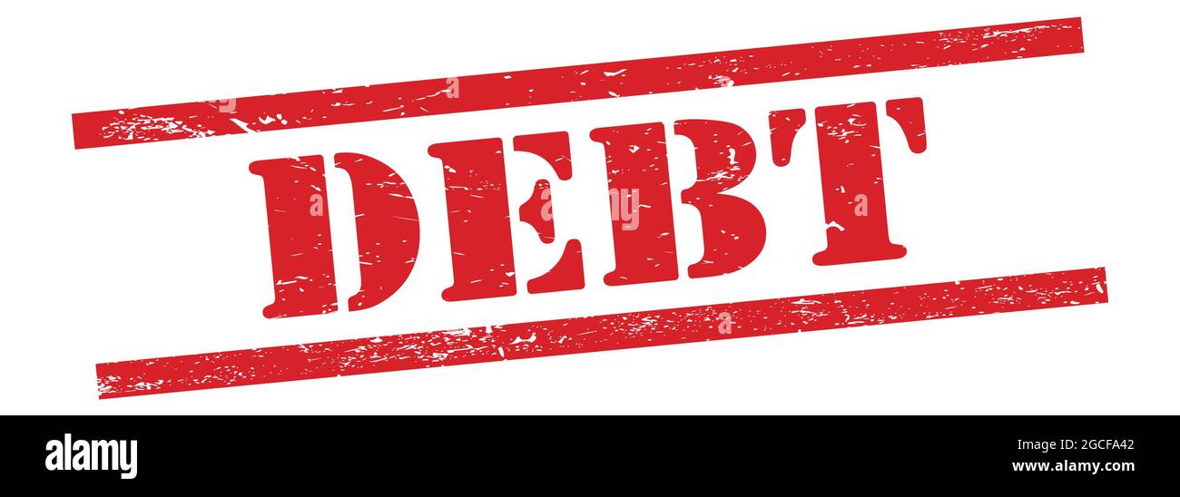 DEBT text on red grungy vintage rubber stamp Stock Photo - Alamy