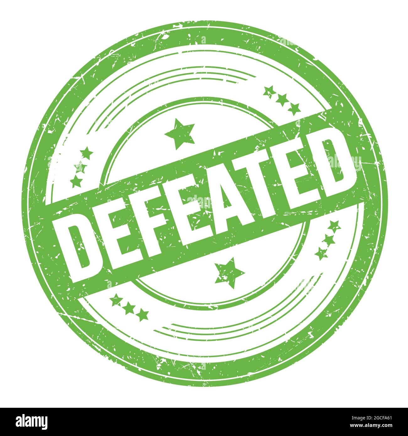DEFEATED text on green round grungy texture stamp Stock Photo - Alamy