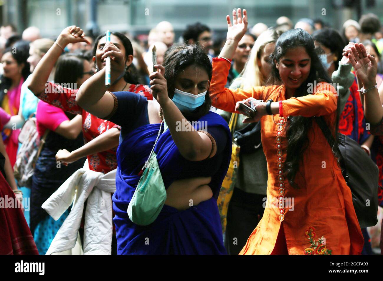 London, England, UK. 8th Aug, 2021. Members of Hindu community takes ...