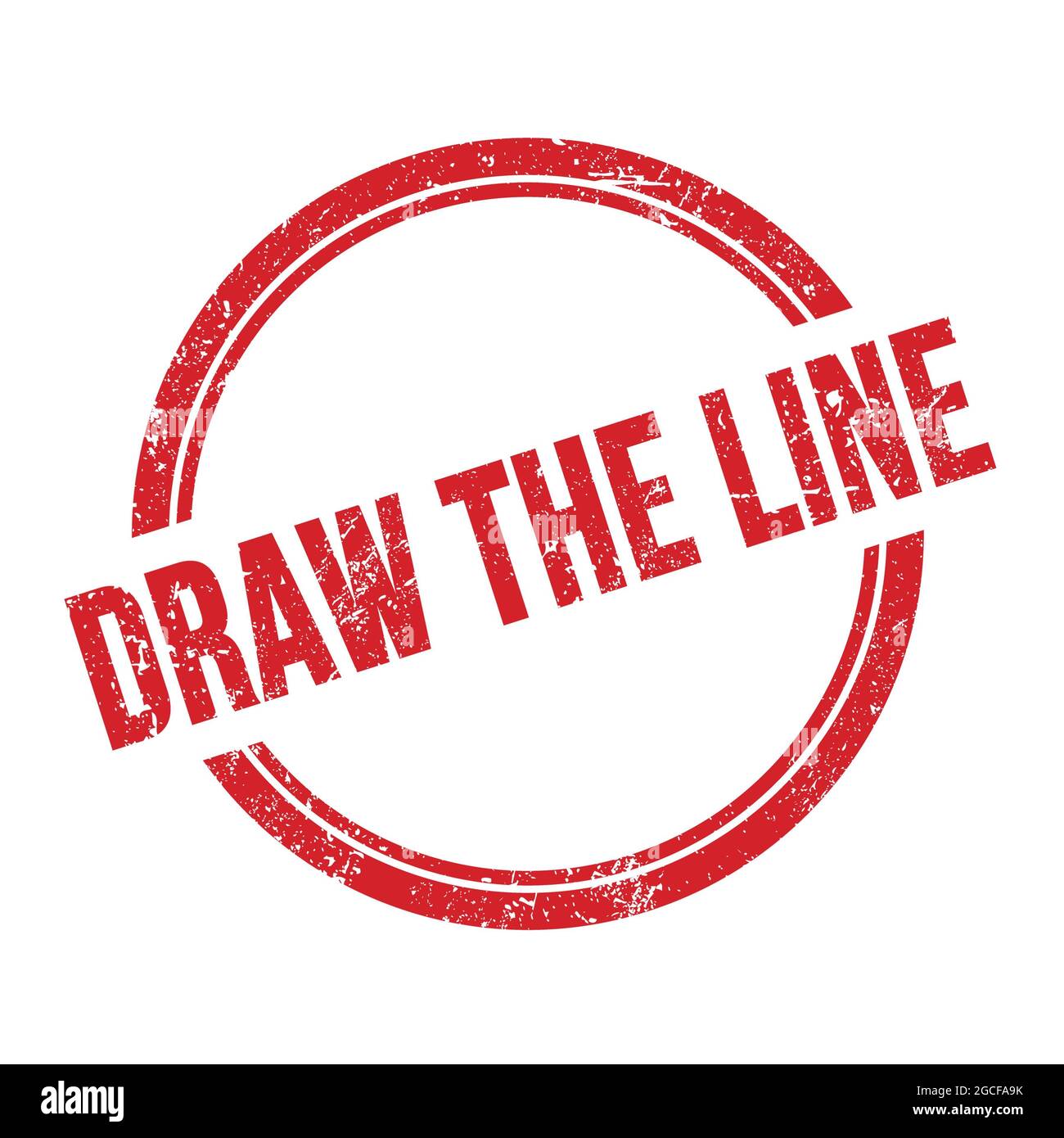 DRAW THE LINE text written on red grungy vintage round stamp Stock ...
