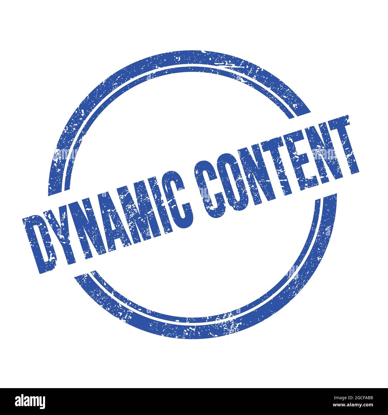 DYNAMIC CONTENT text written on blue grungy vintage round stamp Stock ...