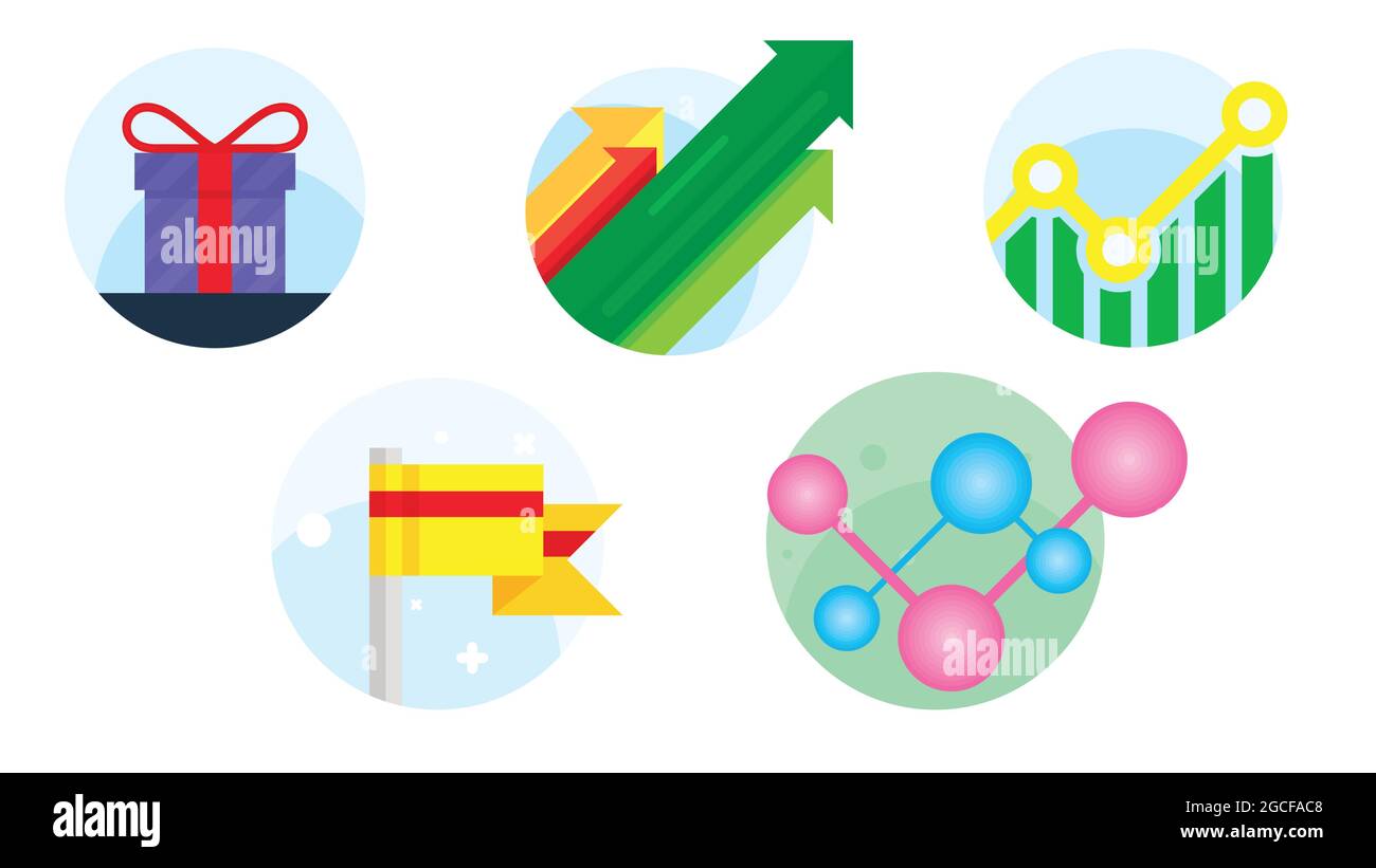 Set of five business icons in flat style. web icons isolated on white ...