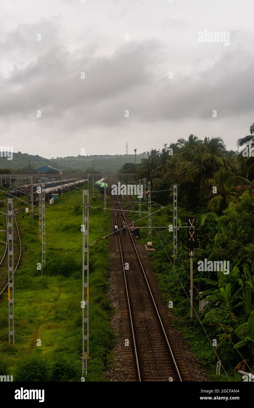 Verna Goa, India 17th July 2021: View of a passenger train engine of ...