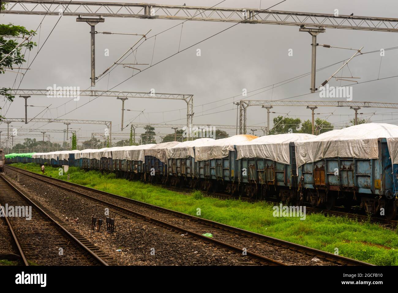 Verna Goa, India 17th July 2021: View of a passenger train engine of ...