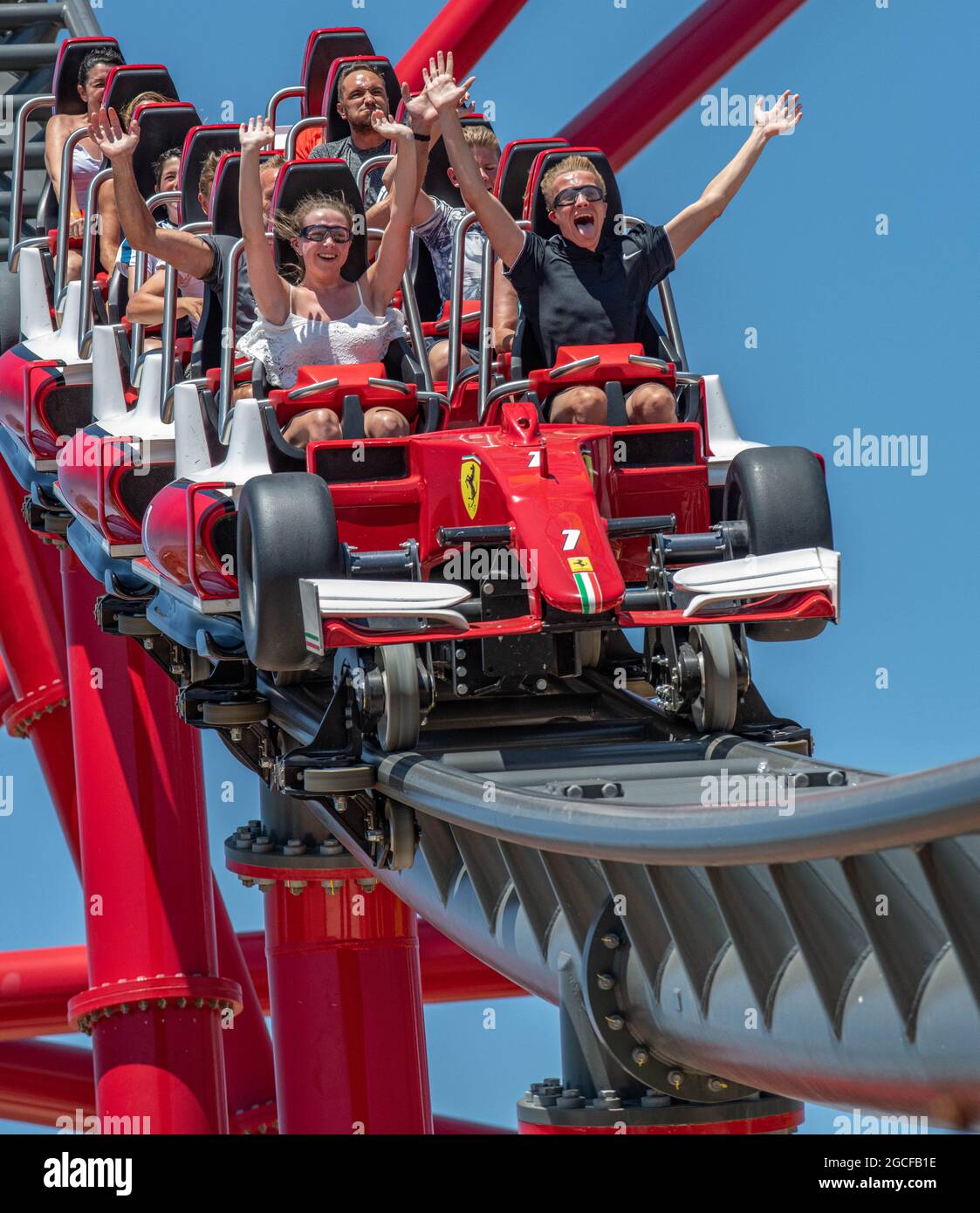 Red Force 112 Mph 367 Foot Ferrari Themed Rollercoaster Ferrari Land Red Force 112 Mph 367 Foot Ferrari Themed Rollercoaster Ferrari Land