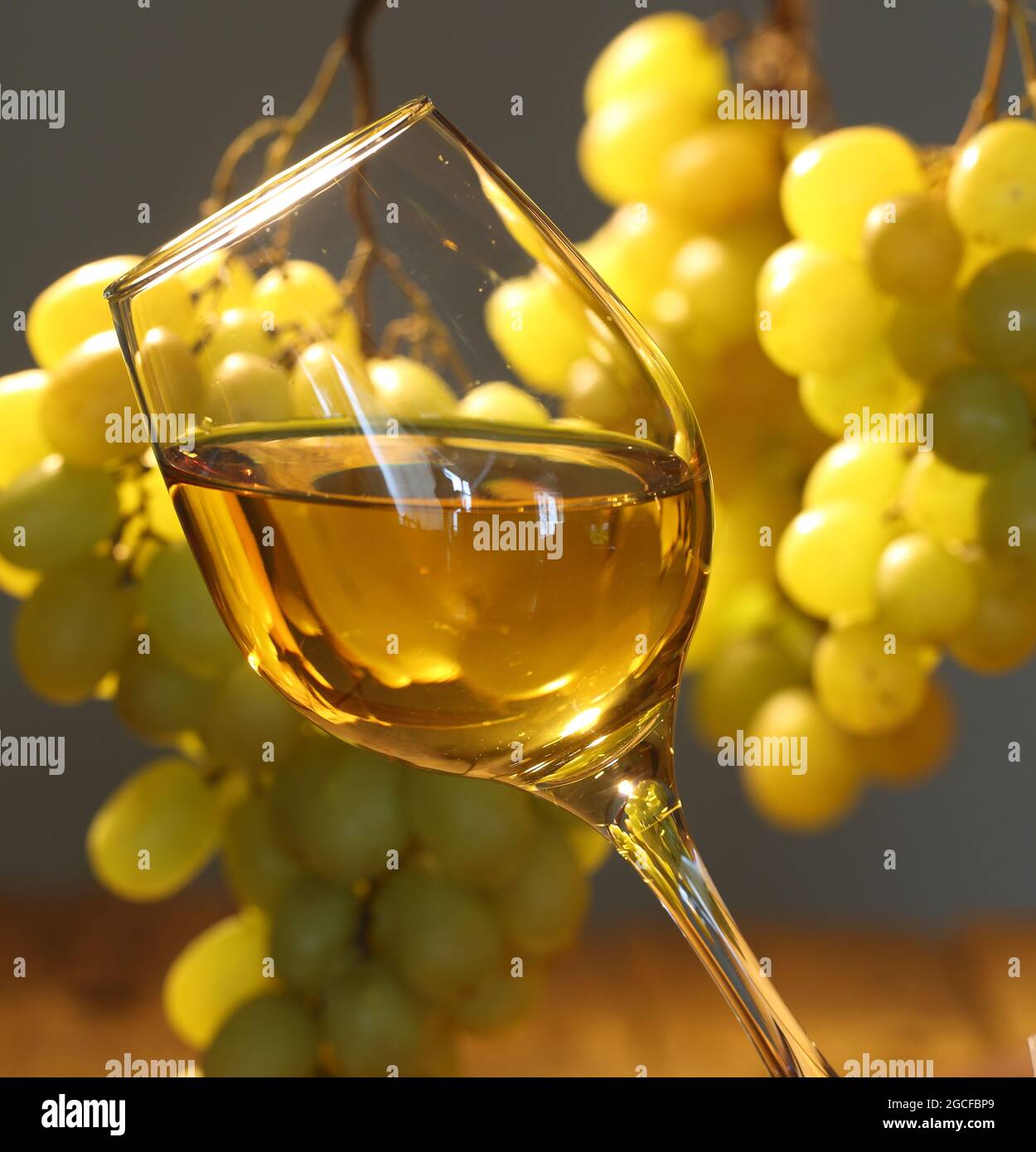 Glass of white wine in the vineyard Stock Photo - Alamy