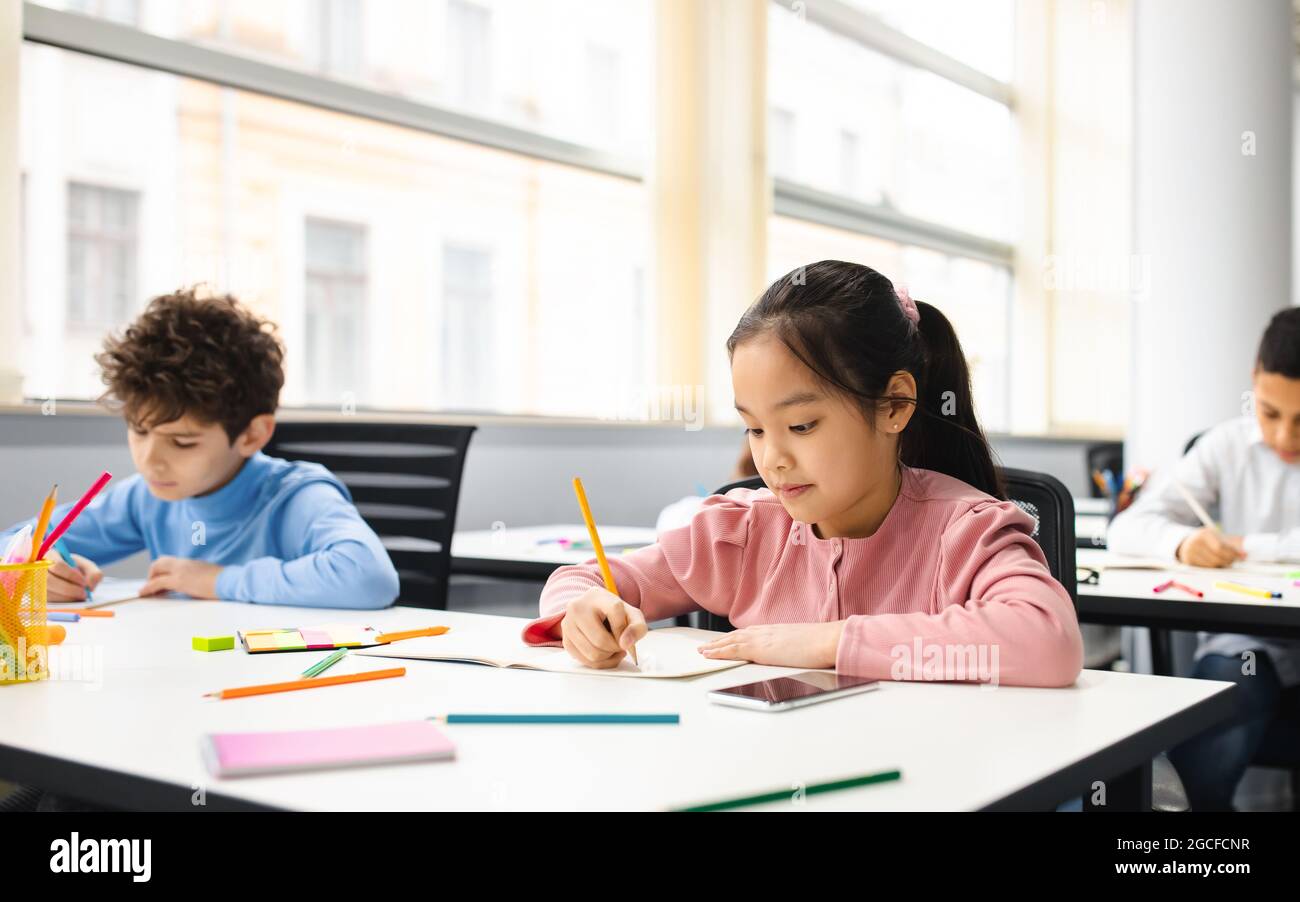 Learning Process Concept. Portrait of Small Schoolchildren Smiling ...